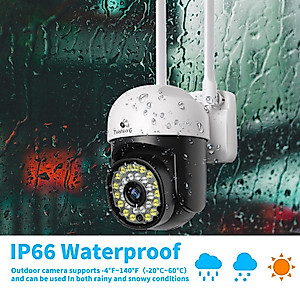 Taishixing Outdoor Security Camera 2PCS, 2.4G/5G WiFi HD Dome Surveillance Camera with Motion Detection, Alarm, Two-Way Audio, Full Color Night Vision, IP66 Waterproof, Free Cloud Storage