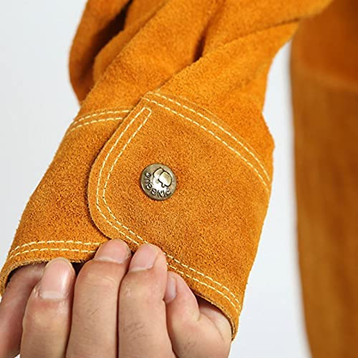 Cowhide Work Clothes Apron Welding Protective Clothing Heat And Fire Resistant Welders Clothing Welding Apron With Sleeves (105CM)