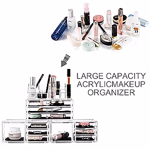 Felicite Home Acrylic Jewelry and Cosmetic Storage Boxes Makeup Organizer Set, 4 Piece