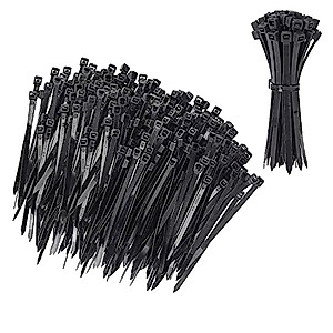 Bates- Cable Zip Ties, 200 Pack, 4 Inch, Zip Ties, Zipties, Cable Tie, Plastic Ties, Tie Wraps, Electrical Cable Ties, Plastic Zip Ties, Black Zip Tie, Plastic Straps, Wire Ties, Cord Ties