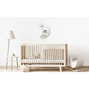 Moon Shelf for Crystals - Crystal Shelf Display and Crystal Holder - Crystal Display Shelf - White Crescent Moon Shaped Shelf - Boho Nursery Decor - Nursery Shelves for Bedroom, Kids Room, Baby Room