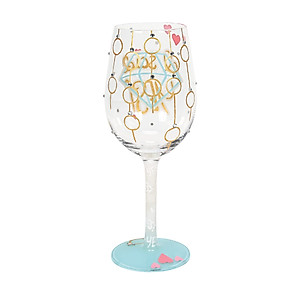 Enesco Designs by Lolita Wedding I Said Hand-Painted Artisan Wine Glass, 15 Ounce, Multicolor