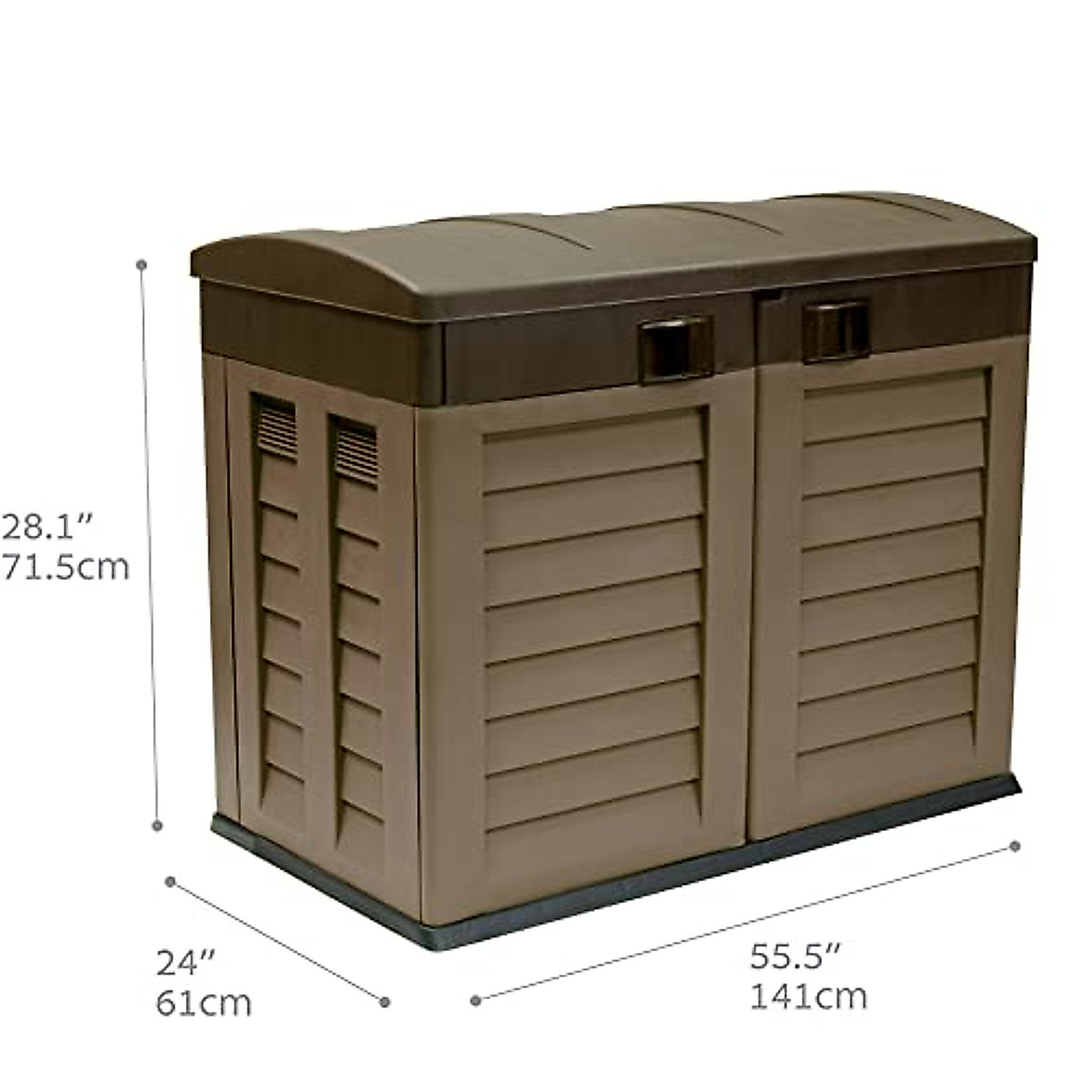 Starplast Heavy Duty Garden Shed: 317 Gallon Outdoor Plastic Willy Bin Cabinet, 2 Doors, Weather & Water Resistant, 57.5 x 46.9 x 34.3 Inches, 41-811