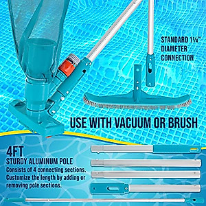 U.S. Pool Supply Deluxe Swimming Pool Maintenance Kit with Deluxe Jet Vacuum, 16" Floor & Wall Scrub Brush, Adjustable Telescopic Pole - Clean Remove Leaves & Debris, Above-Ground In-Ground Pools Spa