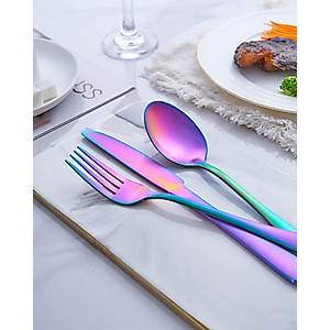 Joincook Matte Silverware Set with Steak Knives,Stainless Steel Flatware Set,24 Pieces Set Cutlery Utensils Set Service for 4,Spoons and Forks Set, Dishwasher Safe