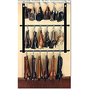 Deluxe 12-Pair Hanging Boot Storage - Double Decker Caddy Includes 12 Boot Hangers (Boot Organizer, Boot Hanger, Boot Storage System) (White System with 12 Boot Hangers)