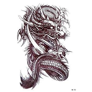 10 sheets dragon yinyang koi large 8.25" half-sleeve arm tattoo good fake tattoos