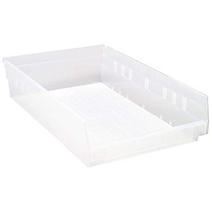 QUANTUM STORAGE SYSTEMS K-QSB110CL-2 2-Pack Plastic Shelf Bin Storage Containers, 17-7/8" x 11-1/8" x 4", Clear