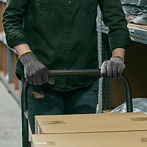 Evridwear Cotton Work Gloves Light-duty String Knit BBQ Glove Liner for Outdoor Cooking, Painting, Gardening Men & Women 10 Pairs (Grey, Large)