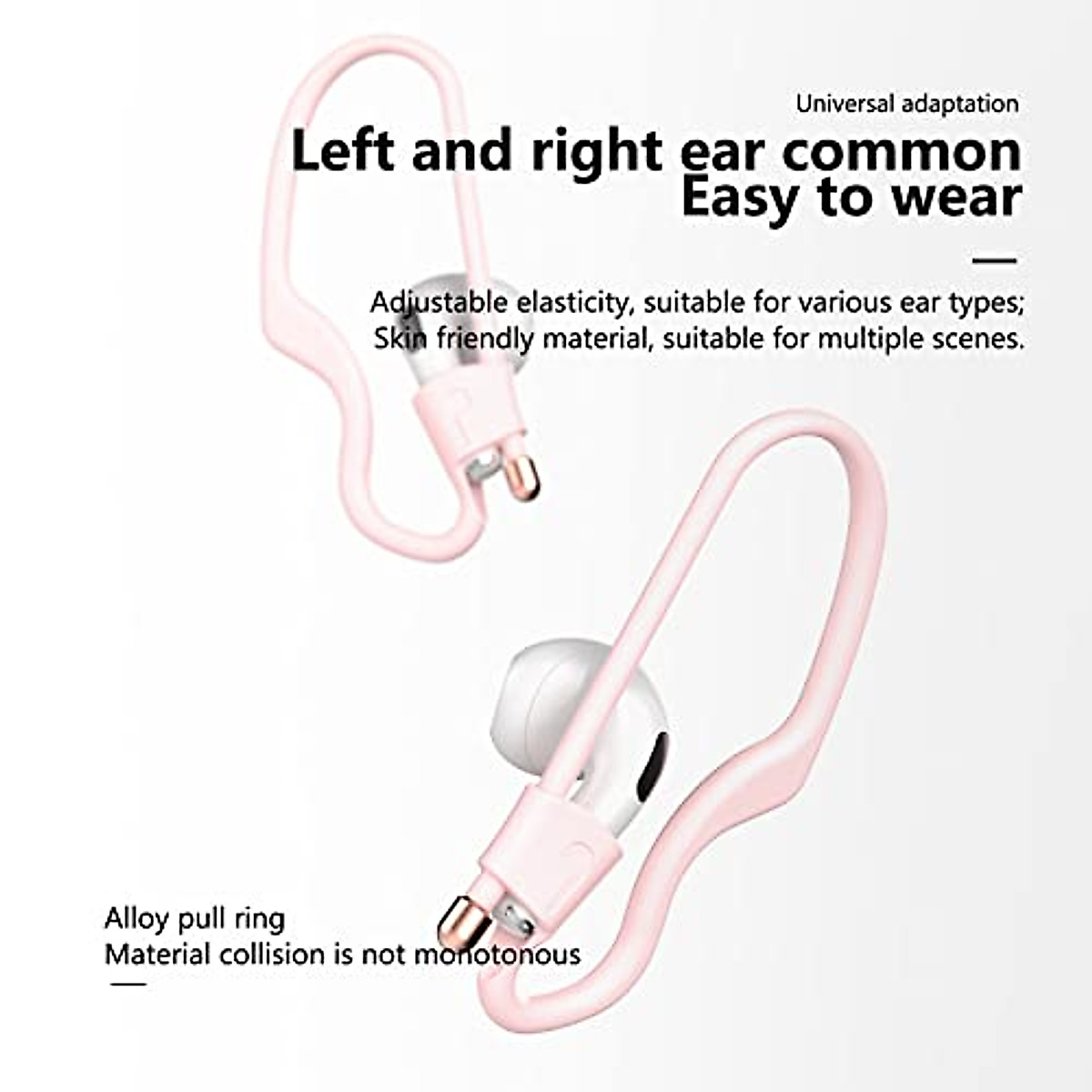 Ear Hooks for AirPods Pro 3/ 2 /1 Earbuds Accessories Anti-Lost Loop Anti-Slip Strap Multi-Dimensional Adjustable for Running Jogging Cycling Gym Silicone (Pink)