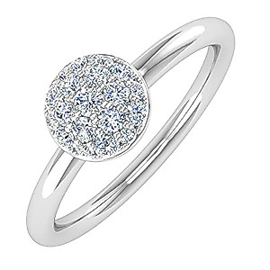 FINEROCK 1/4 Carat Prong Set Diamond Cluster Ring Band in 14K White Gold (Ring Size 7)