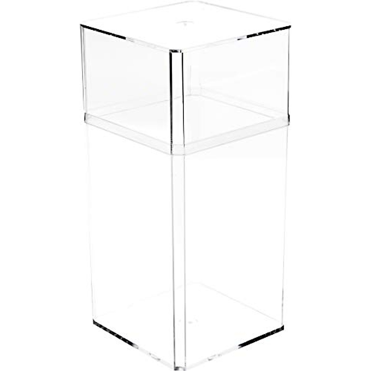 Pioneer Plastics 048C Clear Large Tall Rectangular Plastic Container, 3.75" W x 3.75" D x 8.25" H, Pack of 2