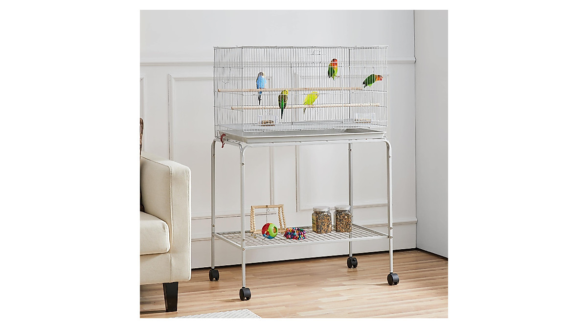 Yaheetech Metal Flight Bird Cage - Spacious Parrot Cage with Rolling Stand