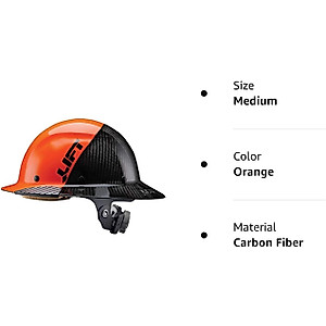 Lift Safety HDF50C-19OC Dax Fifty 50 Carbon Fiber Full Brim Hardhat, Medium