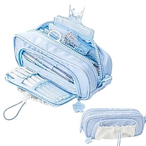 Cute Star Pencil Box Large Capacity Kawaii Drawstring Aesthetic Estuche Para Lapices (At seaside (Blue))