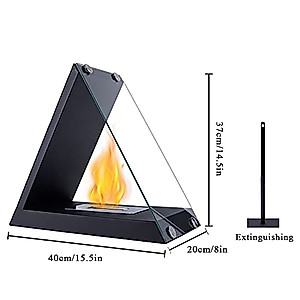 NEWIMAGE Tabletop Fire Pit, Fire Bowl 14.5" H Portable Tabletop Fireplace Clean Burning Bio Ethanol Ventless Fireplace for Indoor Outdoor Patio Parties Events（Triangles）