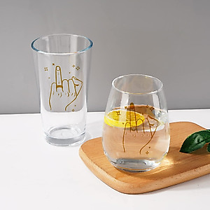 Futtumy Ring Finger Stemless Wine Glass & Beer Glass Set, Unique Engagement Gift Wedding Gift Bride and Groom Gift Mr and Mrs Gift Bridal Shower Gift for Couple Newlywed Mr & Mrs