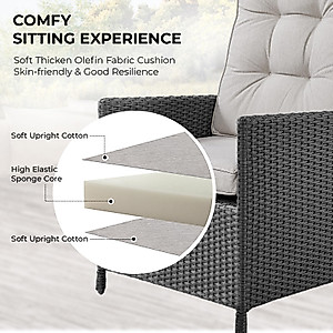 Outdoor Recliner Chair, All-Weather PE Wicker Adjustable Reclining Lounge Chair Rattan Reclining Chair with Adjustable Back and Removable Olefin Cushion for Relaxing Reading Sunbathing Napping