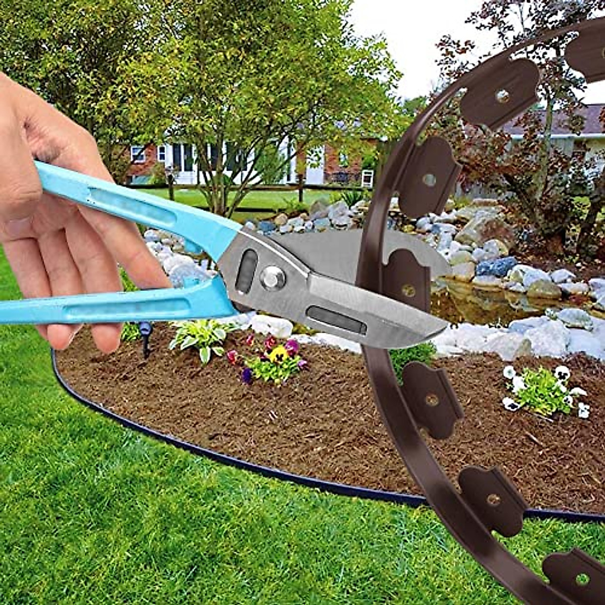 MTB Landscape Edging 40ft Length No Digging Garden Edging Kit Include 36 Spikes, Premium Yard Edging Fence with One Spike per Feet, Brown