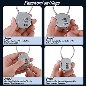 4 Pieces 3 Digit Combination Lock Wire Stroller Waterproof Padlock Cable Locks Lightweight Locker Lock Flexible Gate Lock for School Luggage Helmet Gym Fence Door Sports Bike (Black, Silver)