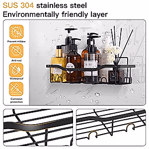 Harnidipa 4-Pack Shower Caddy, Shower Organizer Shelf, Adhesive Bathroom Organizer, Inside Shower Rack Holder, Bathroom Decor Organization Storage Accessories, Home Essentials Gadgets (Black)