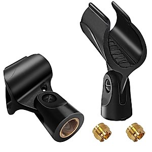 Mictop Universal Microphone Clip Holder, Comes with 5/8" Male to 3/8" Female Screw Adapter Suitable for Handheld Microphones, 2-Pack