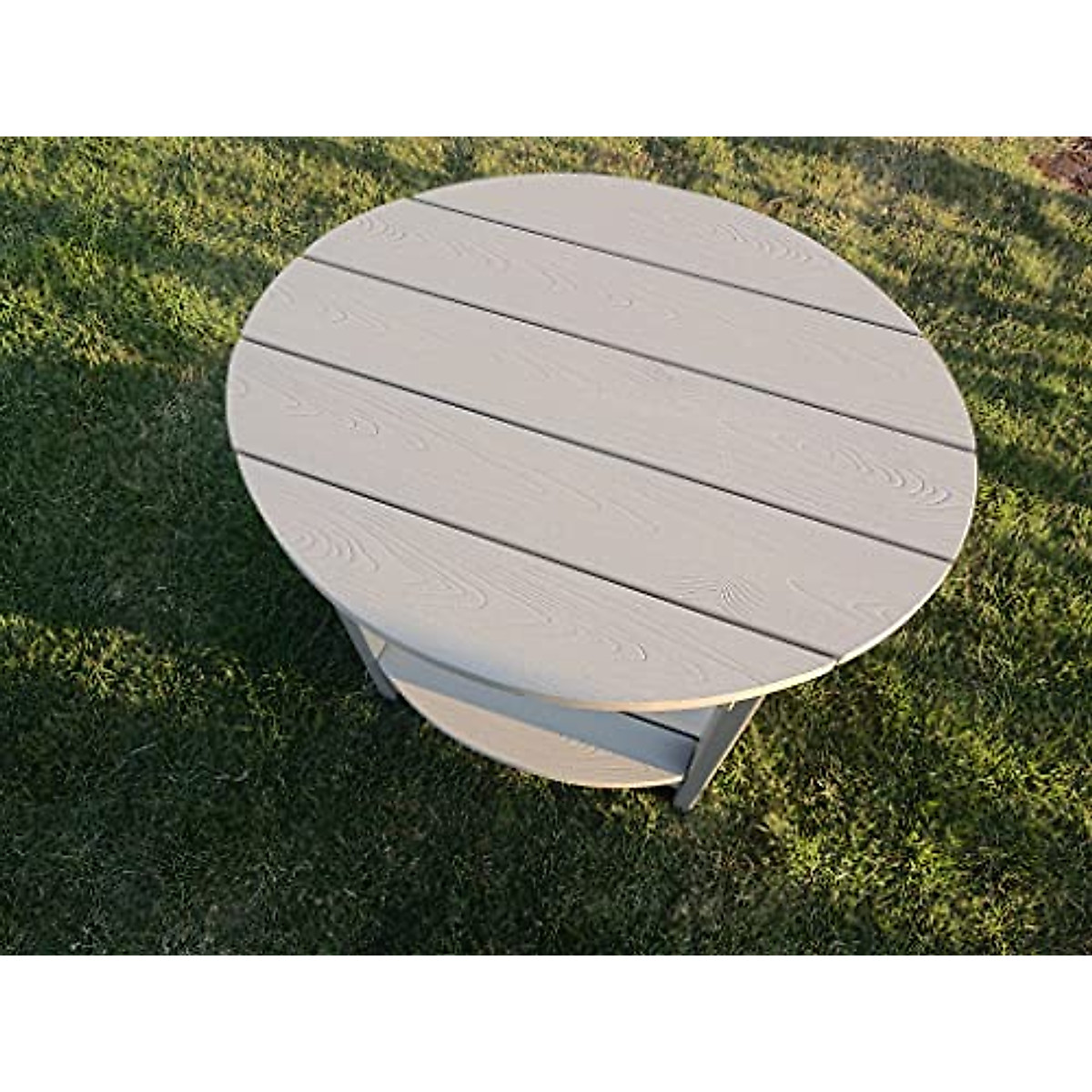 Byzane Double Adirondack Side Table, Patio Outdoor End Table Weather Resistant,Round Table for Patio, Garden, Lawn, Indoor Outdoor Companion, Grey