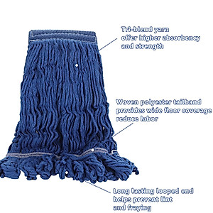 4 Pack Commercial String Mop Head, Replacement Heavy Duty Mop Head Refills, Loop-End Mop Head for Cotton Looped End Wet Cleaning Mop Refill for Home, Industrial and Commercial Use (4 Color)