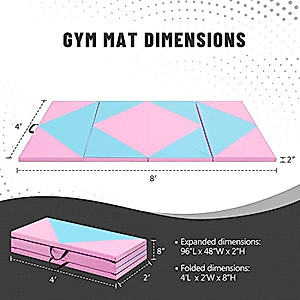 Outroad 8' x 4' x 2" Exercise Mat Thick Gymnastics Mat with Carrying Handles - Exercise Aerobics Mats Stretching Fitness