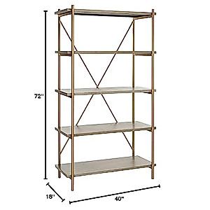 Safavieh Home Collection Rigby 5 Tier Etagere, Rustic Oak/Gold