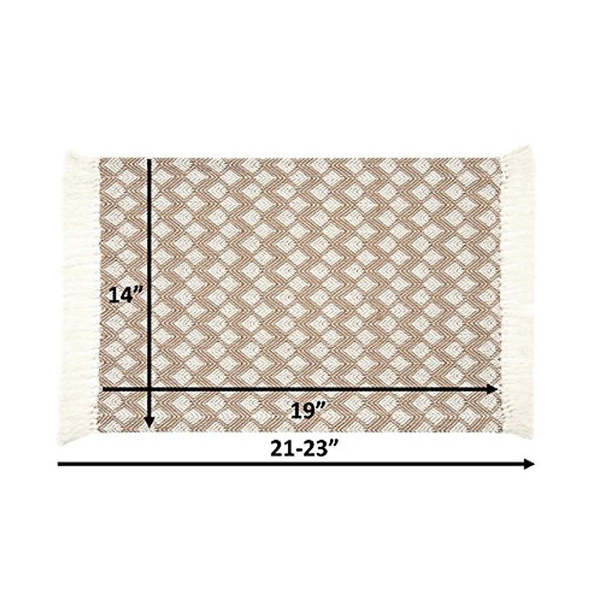 Placemats Set of 4, Woven Cloth Placemat Set, 14x19 in, Tan Boho Place Mats for Kitchen or Dining Table, Washable Cotton Table Mats