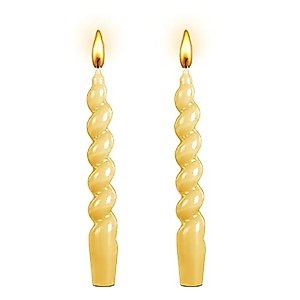 Spiral Taper Dinner Candles - Conical Stick Candles, H 7.5inch, Unscented, Aesthetic Candle, 3/4 Taper Candles, Long Votive Candles,Christmas Giftt,Chime Candles(Yellow)