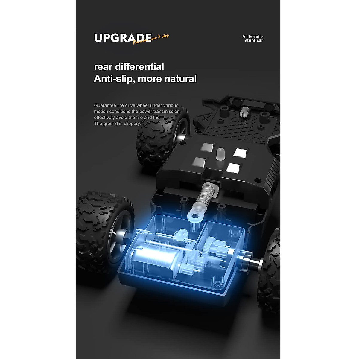 NiGHT LiONS TECH RC Cars for Kids 2WD Remote Control Car 2 Batteries Alloy Monster Trucks 60Mins Play Time Electric Toy Off-Road Crawler Gift for Boys and Girls