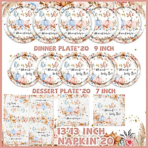 Fall Pumpkin Gender Reveal Decorations,60Pcs What Will Our Little Pumpkin Be Gender Reveal Tableware Set Orange Autumn Plates,Napkins and Cups for Girl or Boy Baby Shower Party Disposable Supplies
