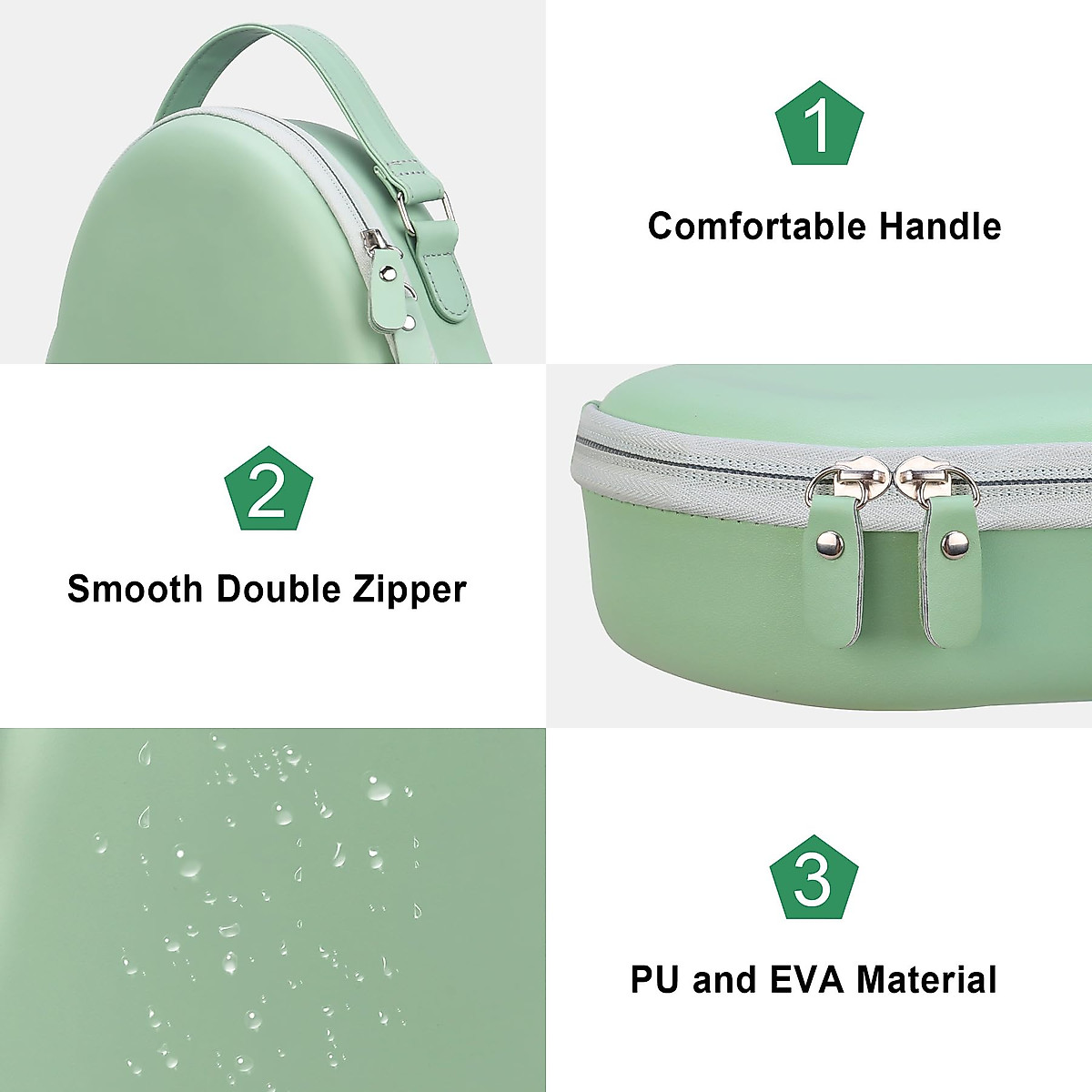 Canboc Airpods Max Case for Apple AirPods Max Headphone, Hard Carrying Smart Headphones Case, Extra Space fits Cable, Charger, Green (PU)