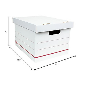 Office Depot® Brand Standard-Duty Corrugated Storage Boxes, Letter/Legal Size, 15" x 12" x 10", 60% Recycled, White/Red, Pack of 15