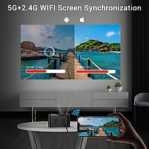 Autofocu Smart Projector with Android TV OS, Xgody A40 9000L Mini Projector with WiFi and Bluetooth, 1080P Support HD Home Theater Projector with Netflix 7000+APPs Bulit-in Hi-Fi Speaker and Remote