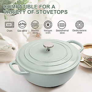 M-COOKER 4.5 Quart Dutch Oven Pot with Lid: Versatile Cast Iron Enamel Dutch Oven for Sourdough Bread Baking or Frying, Roasting, and Simmering(Green), 13.7Lx10.2Wx6H