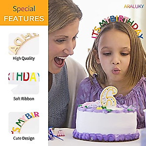Araluky Happy Birthday Hat Birthday Crowns for Women IT'S MY BIRTHDAY Headband with Birthday Sash Rainbow Birthday Headband Tiaras for Women Birthday Headpiece for Women Girls Birthday Tiara Princess Hair Band for Parties Favors Costume Birthday Gift