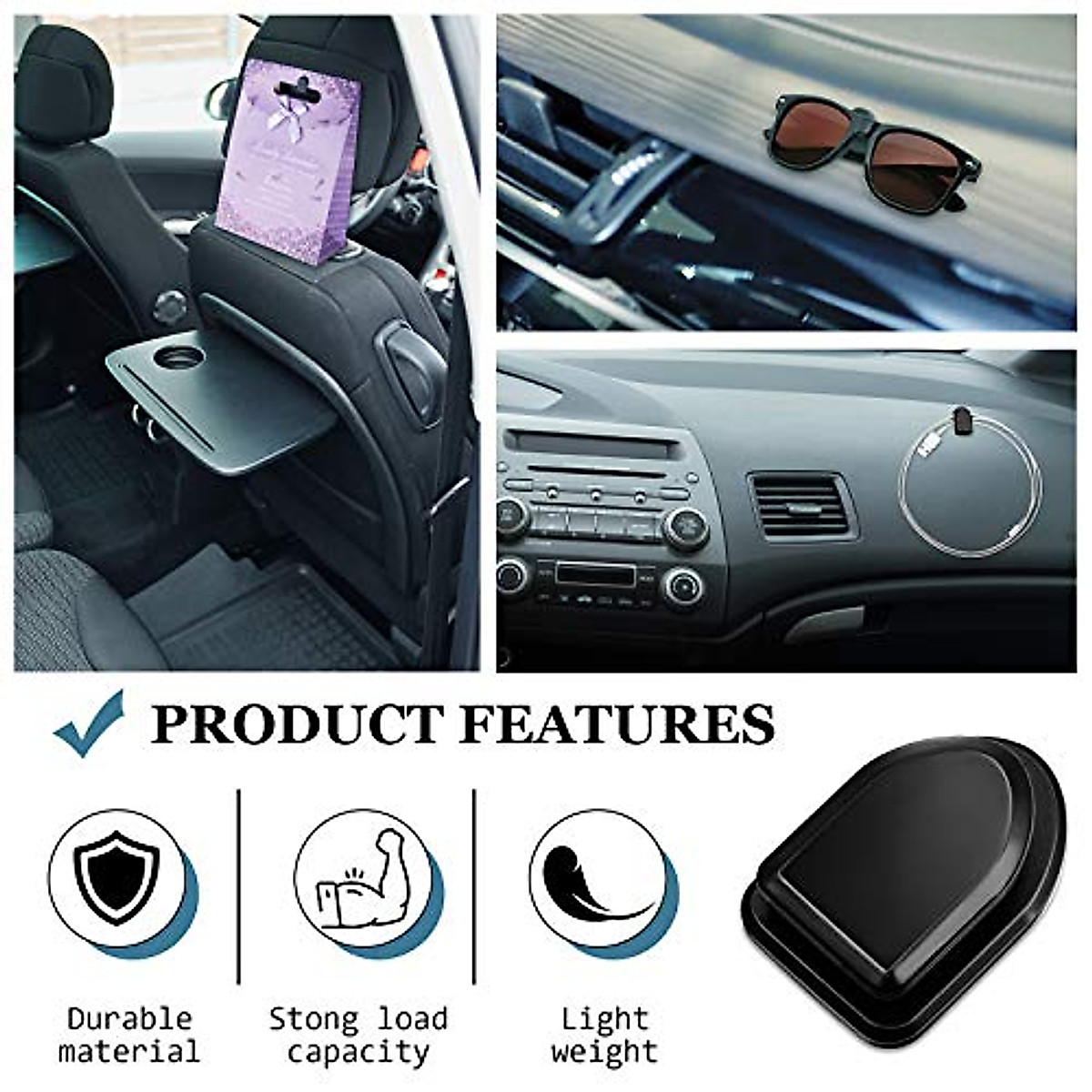 Frienda 15 Pieces Car Black Sticky Hooks Multifunctional Vehicle Adhesive Hooks Hanging Car Storage Hooks for Key USB Cable Earphone Cable Holder Vehicle Decor