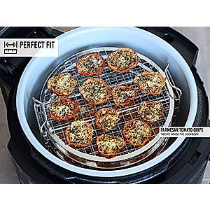 Kitchnplus Dehydrator Rack Stainless Steel Stand. Compatible with Ninja Foodi 6.5 and 8 Quart and Instant Pot 8 Qt Pressure Cooker. Includes Non-Stick Baking Sheets Accessories and Dehydrating Cookbook
