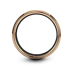 18K Rose Gold Woman's Promise Band Set Tungsten 18K Rose Gold and Black Rings for Mens Plain 18K Rose Gold Rings Engagement Present meaningful 60th birthday gifts for him Size 6.5
