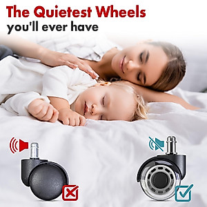 SEDDOX Office Chair Wheels Replacement Set of 5 - Dual 2 Inch Soft Chair Casters for Hardwood Vinyl Tile - Heavy Duty & Safe for All Floors - Fits 98% of Computer Gaming & Office Chairs - Grey