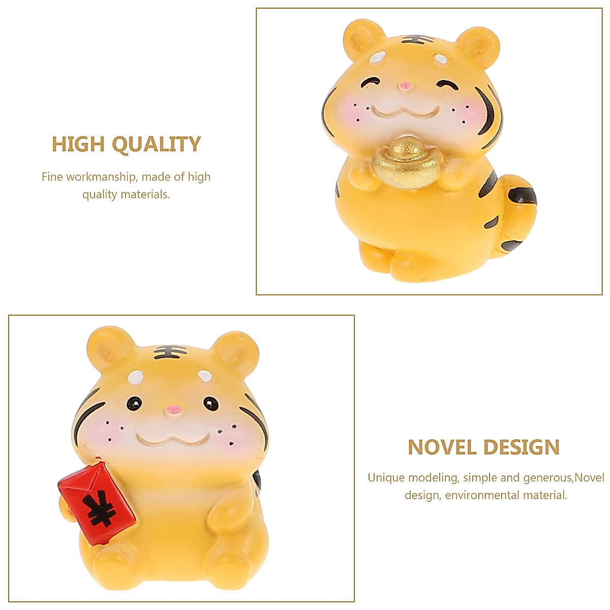 5pcs Resin Tiger Figurine Miniature Tiger Cake Toppers Artificial Micro Succulent Bonsai Animal Figure Landscape Ornaments for Desktop
