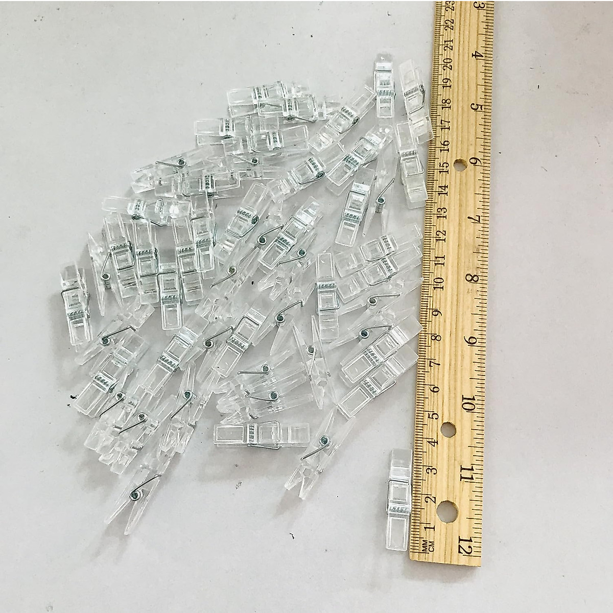 50PCS Clear Plastic Mini Spring Hanging Clips Clamps Holder Clothing Pins Paper Photos Clothes Line Clip Clothespins Clip Hanger Clips Laundry Clothespins(3.5cm x 0.7cm x 1cm)