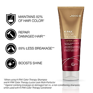 Joico K-PAK Color Therapy Luster Lock Instant Shine & Repair Treatment | For Color-Treated Hair | Boost Color Vibrancy | Repair Breakage | With Keratin & Argan Oil | 8.5 Fl Oz