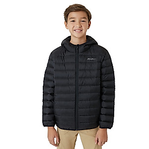 Eddie Bauer Boys' Jacket - CirrusLite Weather Resistant Down Coat for Boys - Insulated Quilted Bubble Puffer (3-20), Size 10-12, Black