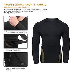 JoofEric Men's Thermal Underwear Set Fleece Lined Top and Bottom Warm Long Johns Winter Sport Suits (Black-T32, XL)