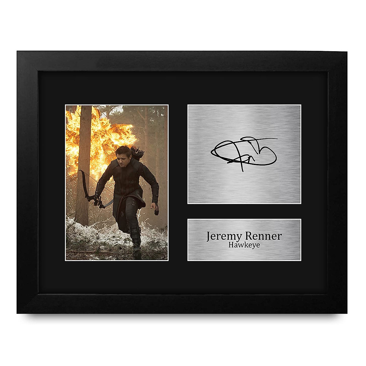 HWC Trading Jeremy Renner USL Framed Signed Printed Autograph Hawkeye The Avengers Print Photo Picture Display - Great Gift Idea - US Letter Size
