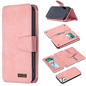 Fansipro Zipper Wallet Folio Case for SAMSUNG Galaxy A40, Premium PU Leather Slim Fit Cover for Galaxy A40, 4 Card Slots, 1 Transparent Photo Frame Slot, Anti-Scratch, Pink